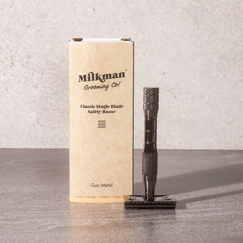 Classic Single Blade Safety Razor - Gun Metal Grey – Milkman Grooming Co